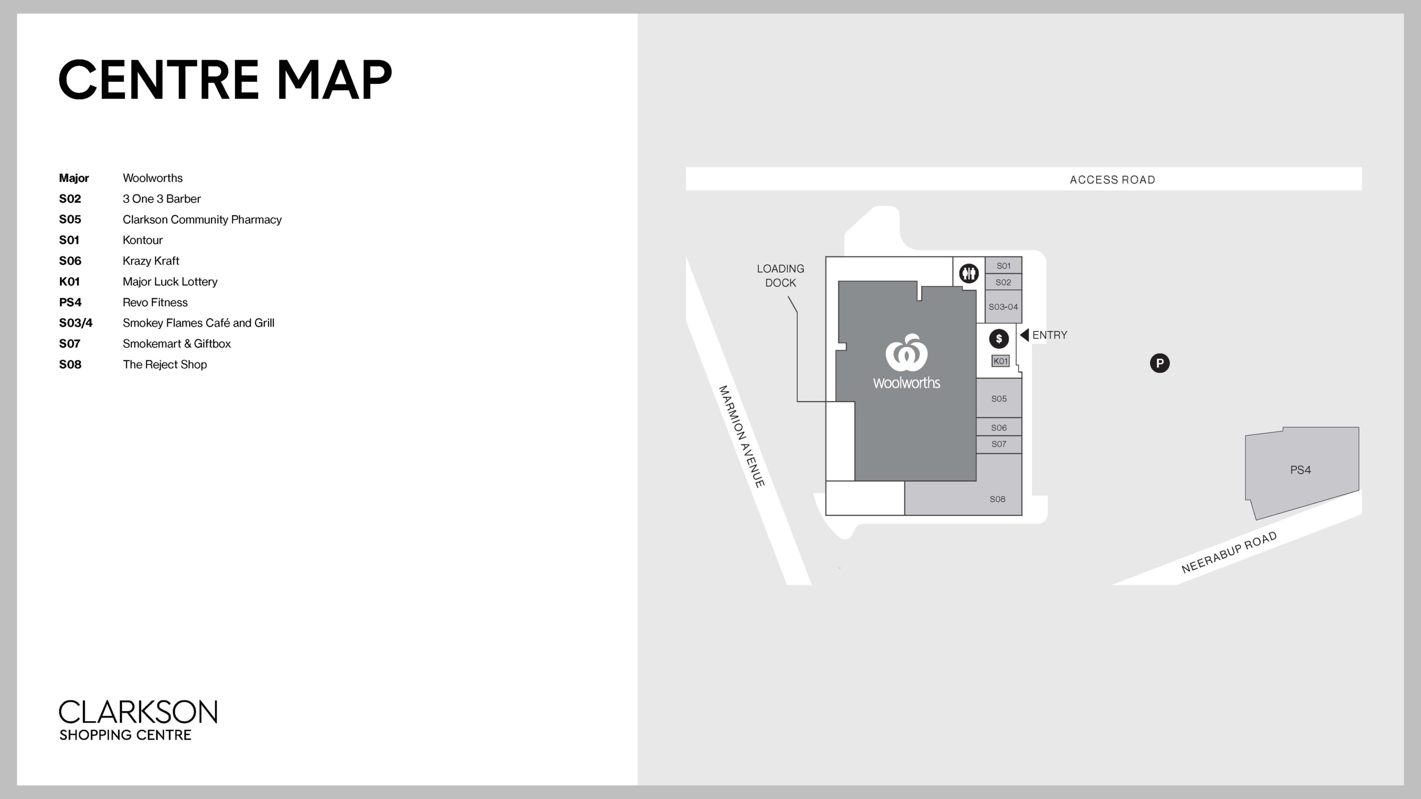 Centre Plan - Clarkson Shopping Centre